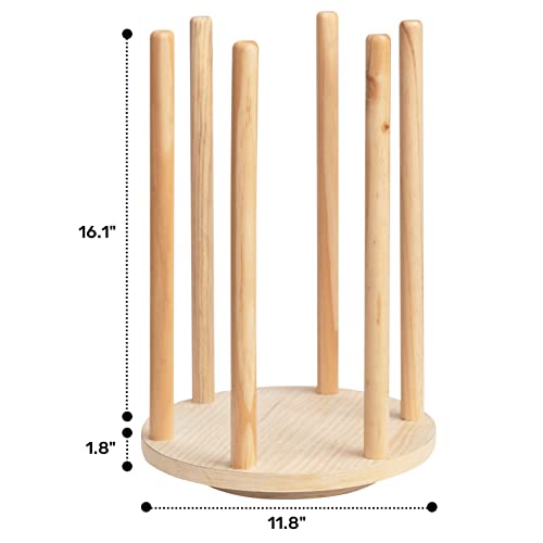 PARANTA Wooden Boots Storage Rack, 3-Pair Tall Boots Holder, Stand-Alone Rotatable Shoe Organizer, Natural