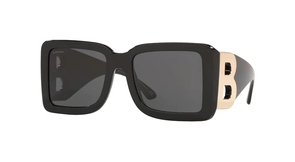 BURBERRY Frith BE4312 390787 55MM Black/Grey Square Sunglasses for Women + BUNDLE With Designer iWear Complimentary Eyewear Kit, Fall Black/Grey, 55