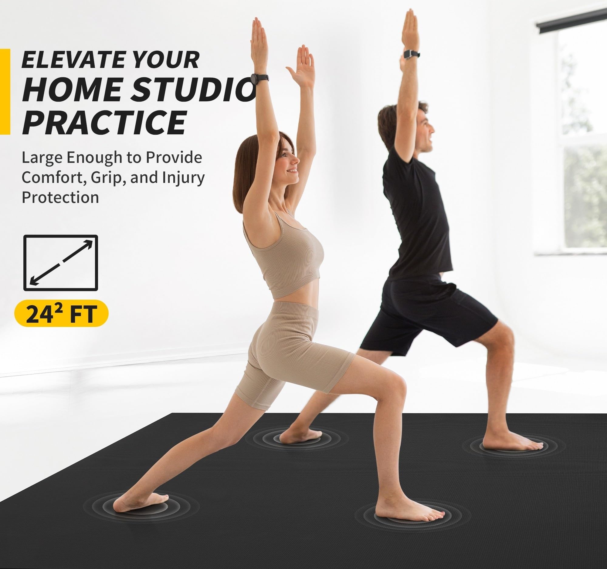 CAMBIVO Large Yoga Mat, Extra Thick Workout Mats for Home Gym, 6'x 4'x 8 mm Non Slip Wide Exercise Mat for Pilates, Stretching or Cardio, Use Without Shoes