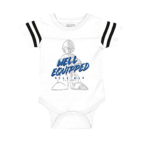 Brisco Brands Mega Man Retro 1990s Anime Cartoon Football Romper Boy Girl