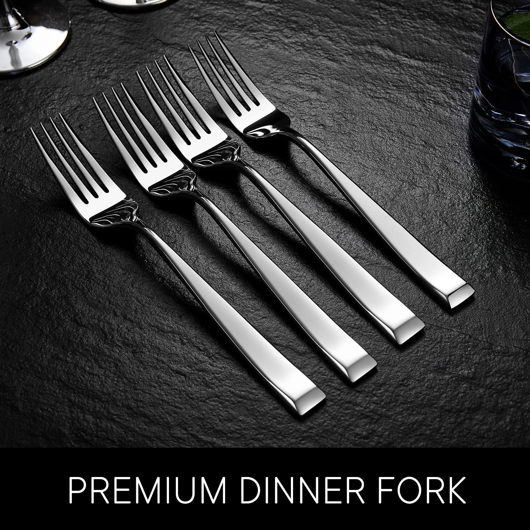 Royalrose Alexander Fine Forks, Set of 4, 18/10 Stainless Steel, Well Made, Dishwasher Safe, Heavy Duty Fork (8.1" Dinner Fork)