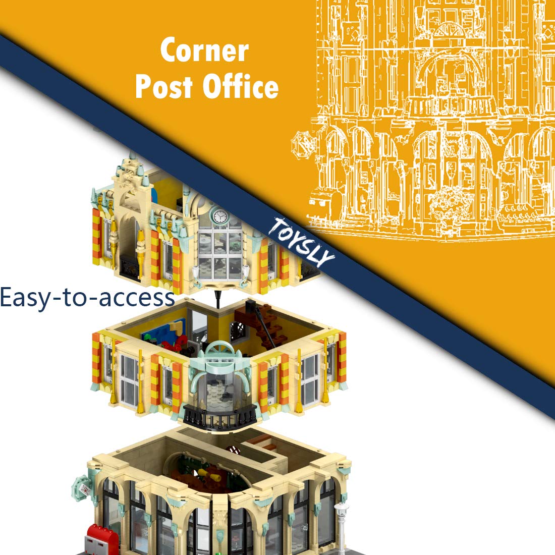 TOYSLY Street Corner Post Office MOC Building Blocks and Engineering Toy, Construction Set to Build, Model Set and Assembly Toy for Teens and Adult 4004Pieces