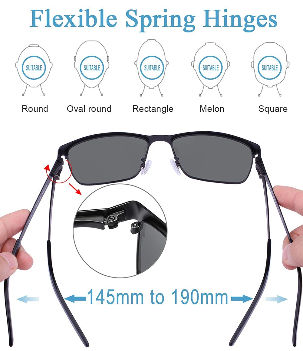 CARFIA Metal Mens Sunglasses Polarized UV400 Protection for Driving Fishing Hiking Golf Everyday Use