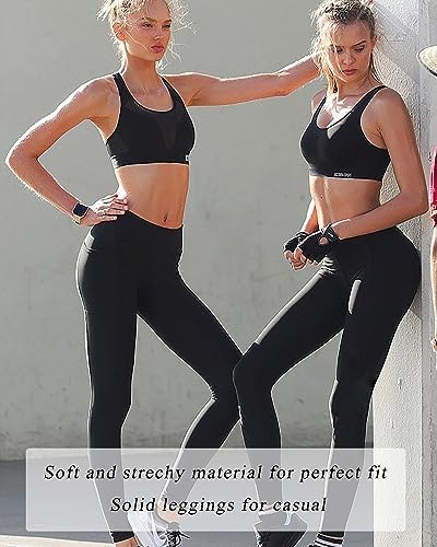 KT Buttery Soft Leggings for Women - High Waisted Leggings Pants with Pockets - Reg & Plus Size(Black-2 Pairs,One Size)