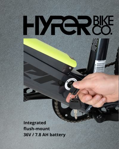 Hyper E-Ride Electric Mountain Bike for Adults 26 Inch. 250w, 36v Battery, Mountain Ebike with Shimano 6-Speed with Front Dual Shock Absorber. Electric Bicycle for Adults.