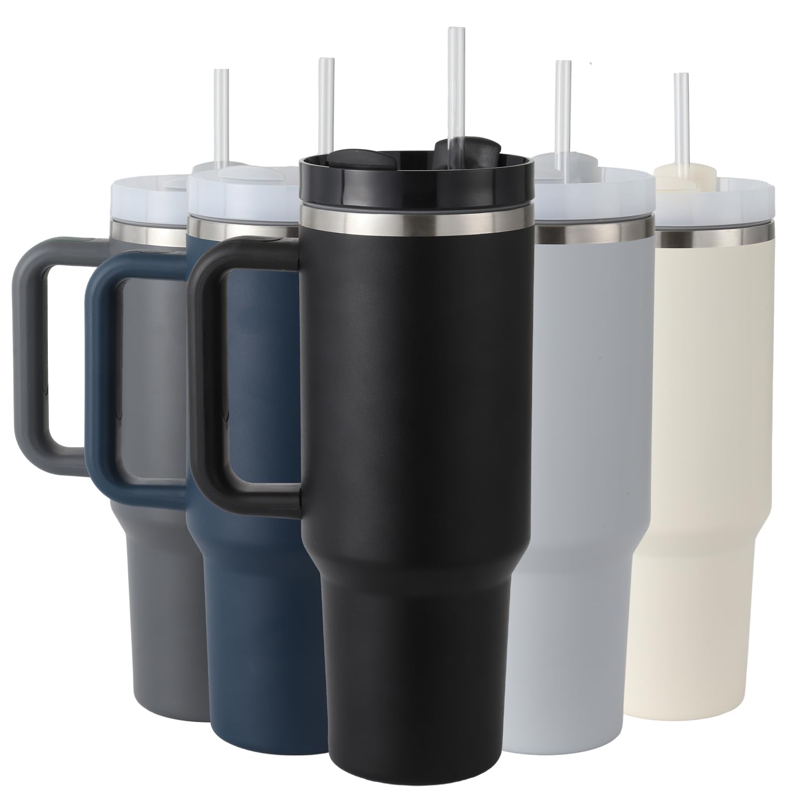 Boderi Tumbler,40oz Tumbler with Handle and Straw,2in1 Straw Lid + Rotating Cup Lid, Stainless Steel Double Wall Vacuum Insulated Coffee Cup,Reusable 40oz Travel Mug Insulated Tumbler with Handle