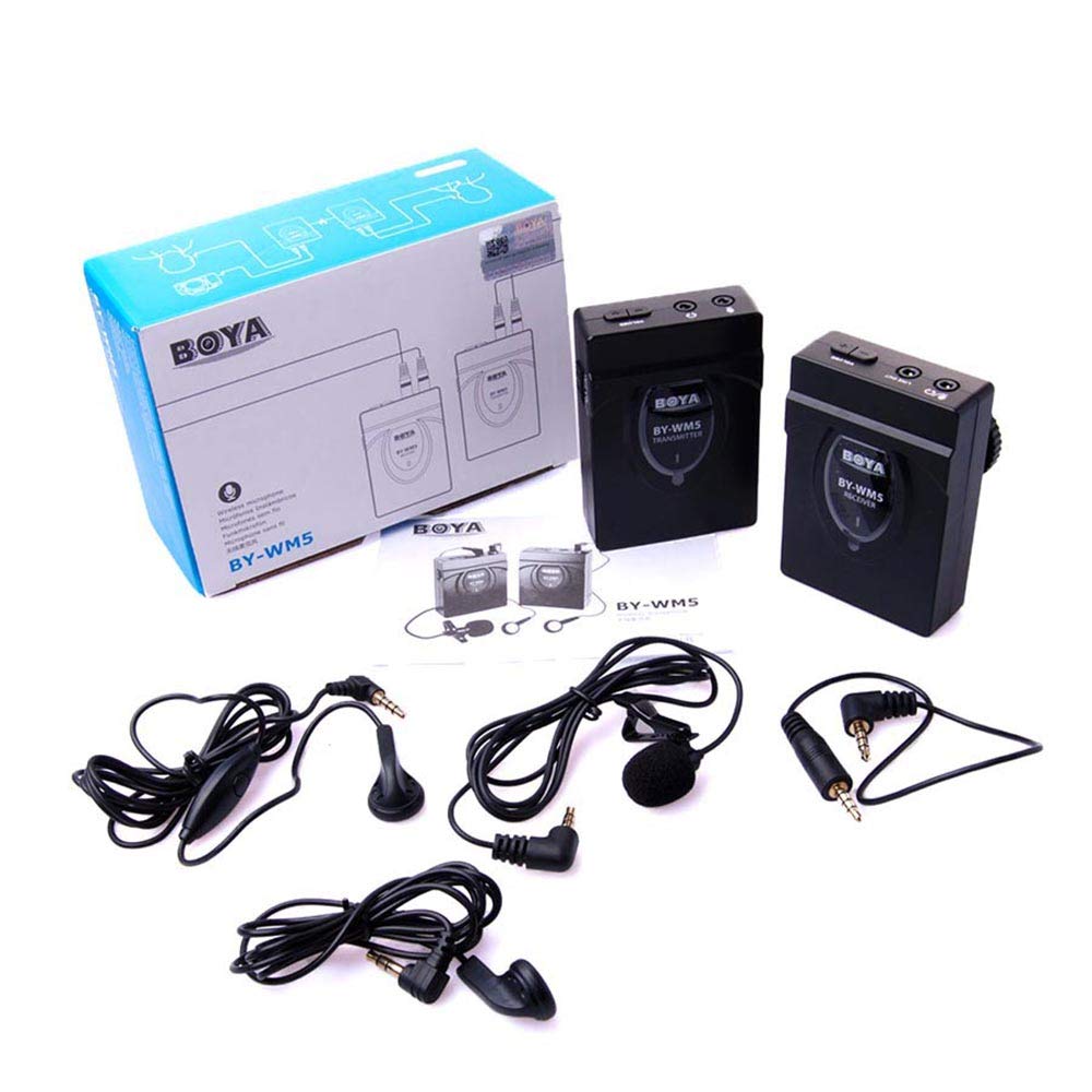 BOYA by-WM5 Wireless Lavalier Microphone System for Canon Nikon Sony Cameras DV Camcorder
