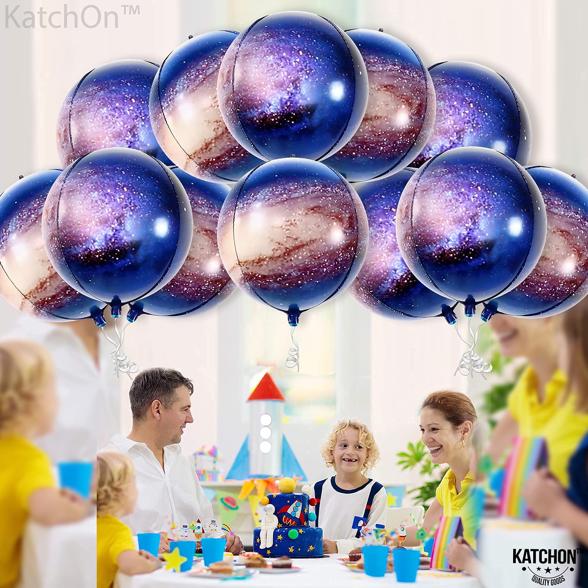 KatchOn, Galaxy Balloons for Galaxy Decorations - 22 Inch, Pack of 12 | Space Balloons for Galaxy Birthday Party Decorations, Space Decorations | Planet Balloons, Two The Moon Birthday Decorations