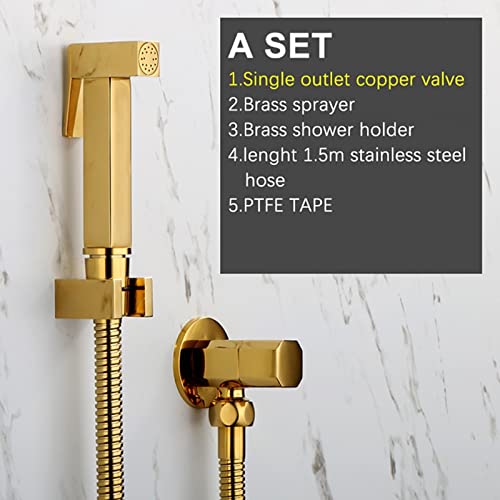 DFHBFG Toilet Bidet Sprayer Hand Held Douche Kit Shiny Gold Bathroom Cleaner Shower Head (Color : D)