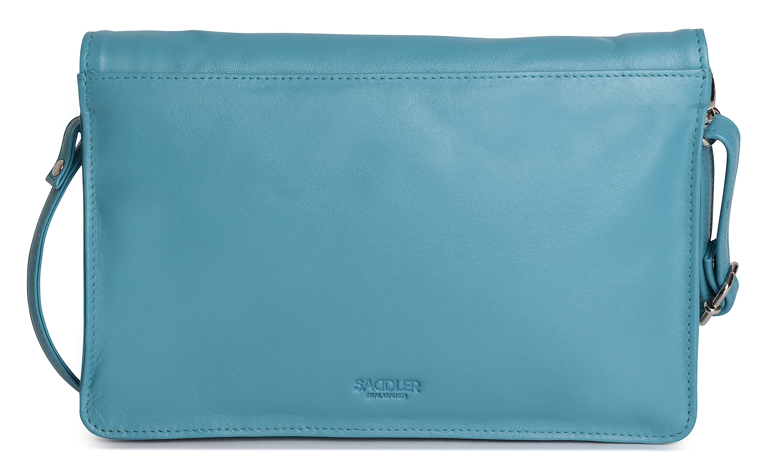 SADDLER Womens Leather Cross Body Purse Clutch Detachable Strap | Designer Sling Bag For Ladies - Teal