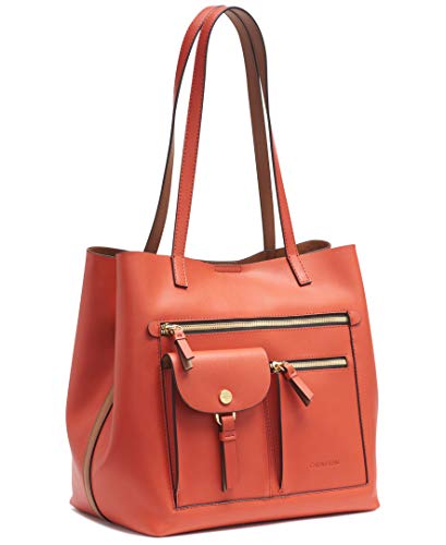 Calvin Klein Rossa Smooth Novelty Organizational North/South Tote, Orange Multi