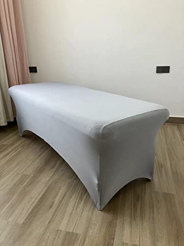 KULLAMEE Silver Grey Lash Bed Cover fitted for 6FT Lash Table or Massage Bed Lash Extension Bed Spandex Bed Cover (Silver Grey 1PC)