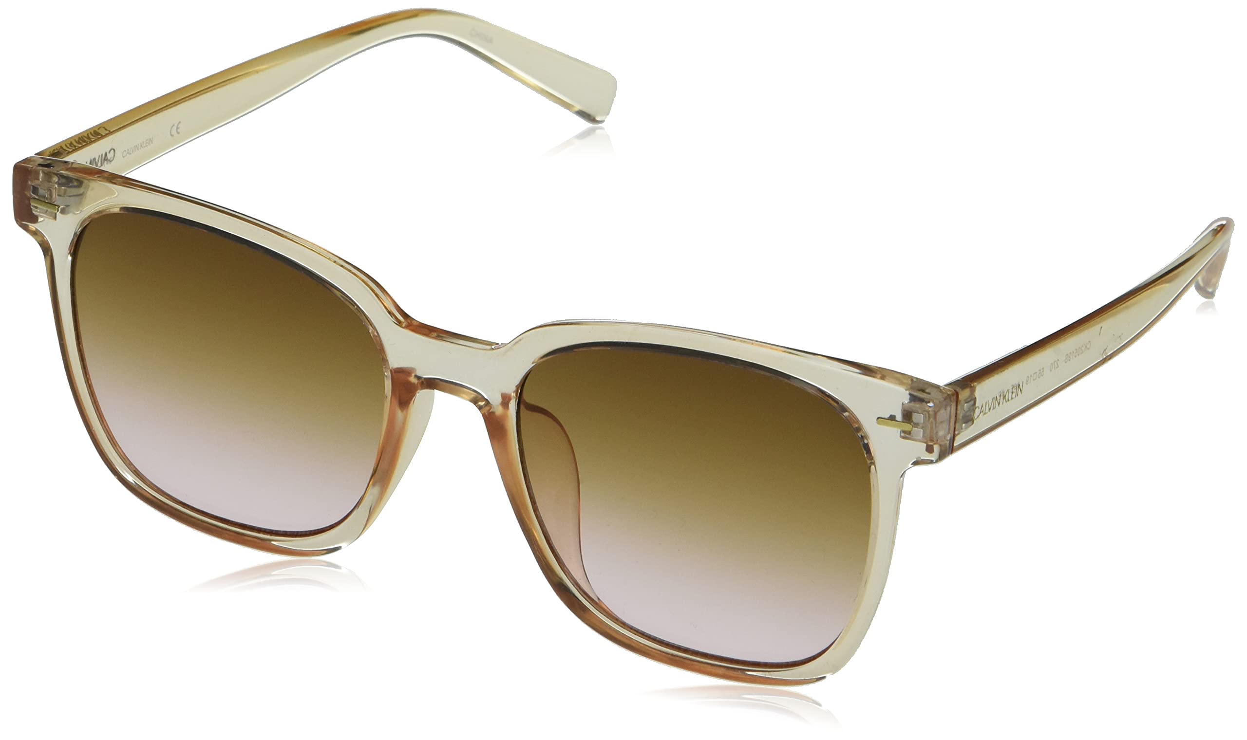 Calvin Klein Women's CK20519S Square Sunglasses, Crystal Beige, 55/19/145