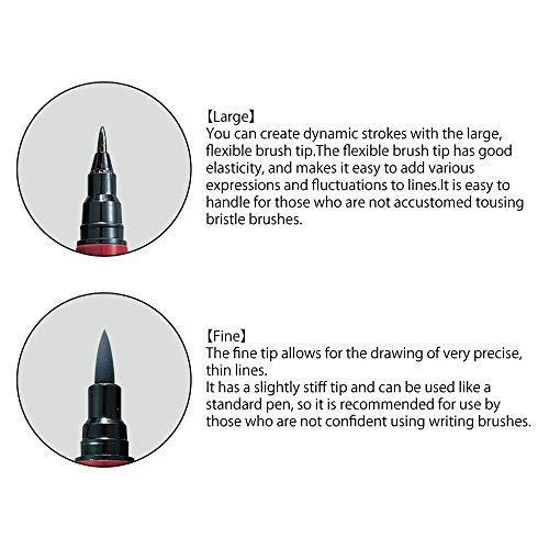 Kuretake FUDE PEN NIHON-DATE KABURA Brush Pen (No.55), Double-sided hard and soft brush tip pen for lettering, calligraphy, art, writing, sketching and inking illustration. AP-Certified, Made in Japan