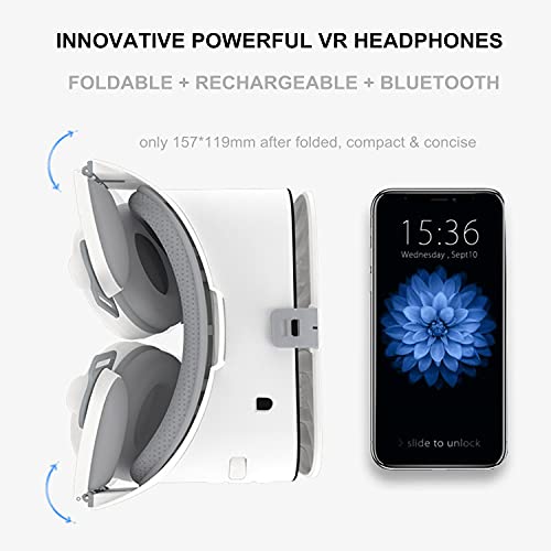 VR Headset, Virtual Reality Headset w/Controller & Headphones for Kid Adult Play 3D Game Movie, Universal VR Set Glasses Goggle Bundle for PC Android Phone for iPhone 13 12 11 Pro X S R Max Samsung