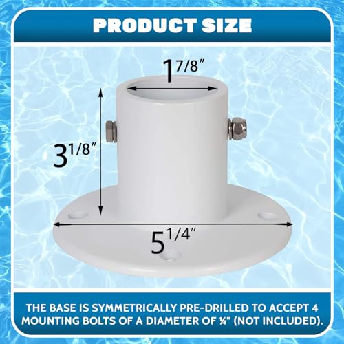 ECOTRIC Replacement Deck Anchor Flange Cast Aluminum Above Ground Pool Ladders and Handrails - 1 7/8” Inch Diameter of 1.9"(4PC)