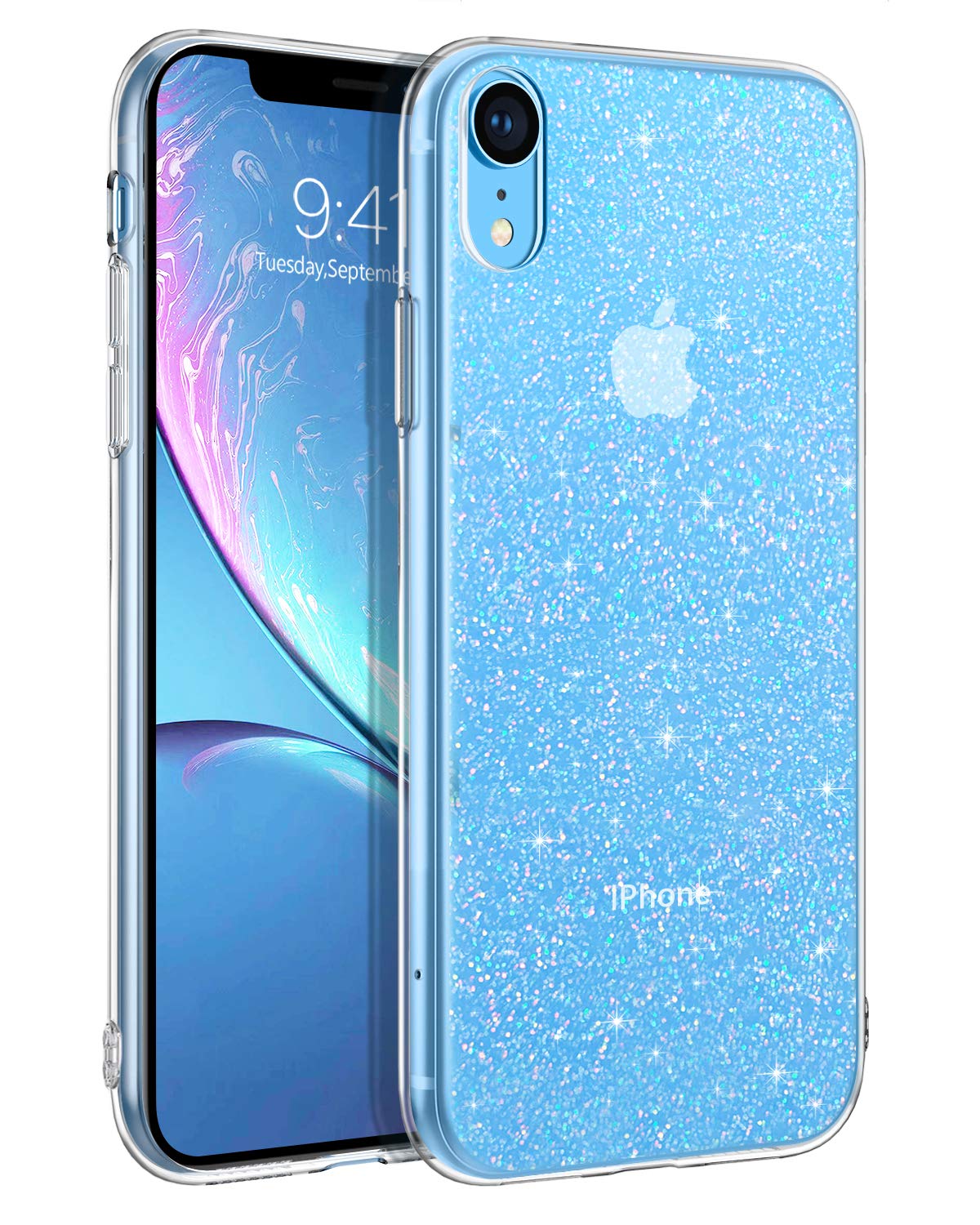 BENTOBEN iPhone XR Cases, Crystal Clear Glitter Slim Thin Soft TPU Bumper Case for iPhone XR 6.1 inch-Clear Glitter