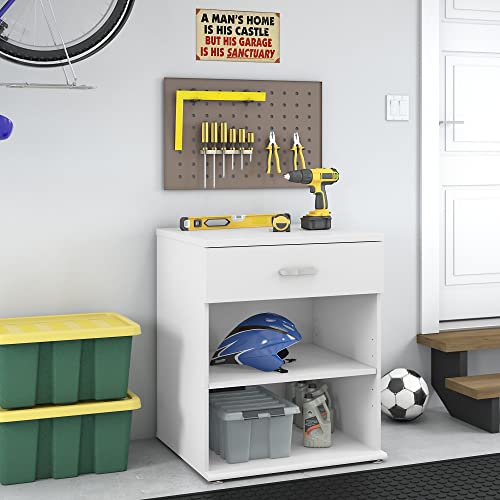 Bush Business Furniture Universal Garage Storage Cabinet with Drawer and Shelves, White