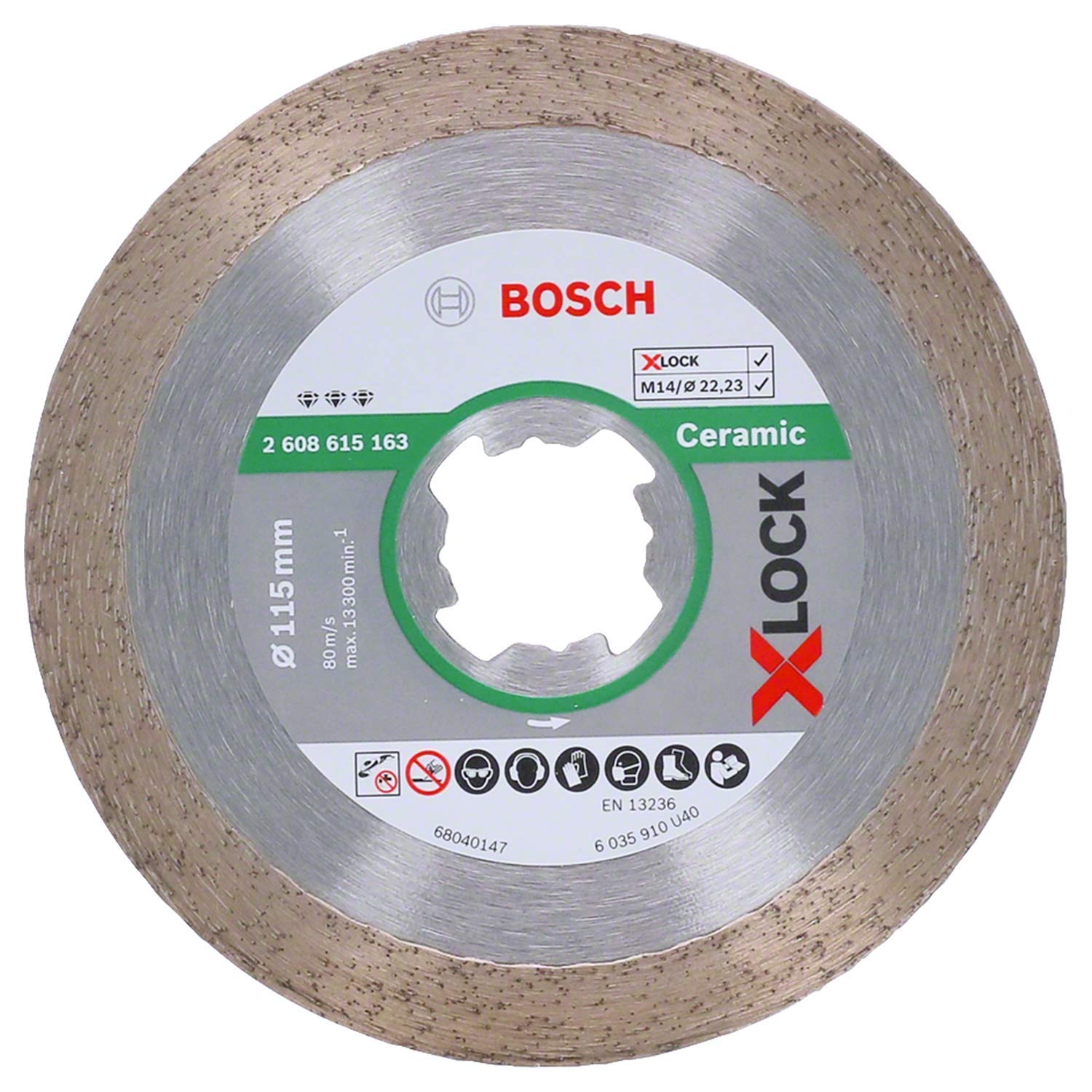 Bosch Professional 2608615163 Diamond Cutting Disc Best for Ceramic X-Lock Diameter 115 mm Bore Diameter 22.23 mm Cutting Width 1.8 mm