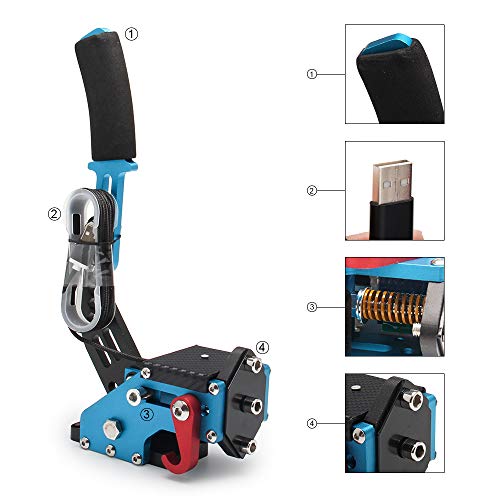 YESHMA 64 Bit USB Handbrake PC Handbrake & Non-Contact Plus Hall Sensor Compatible With G25/27/29/920 T500 T300,Professional Gaming Peripherals using for Racing Games(Blue without Clamp)