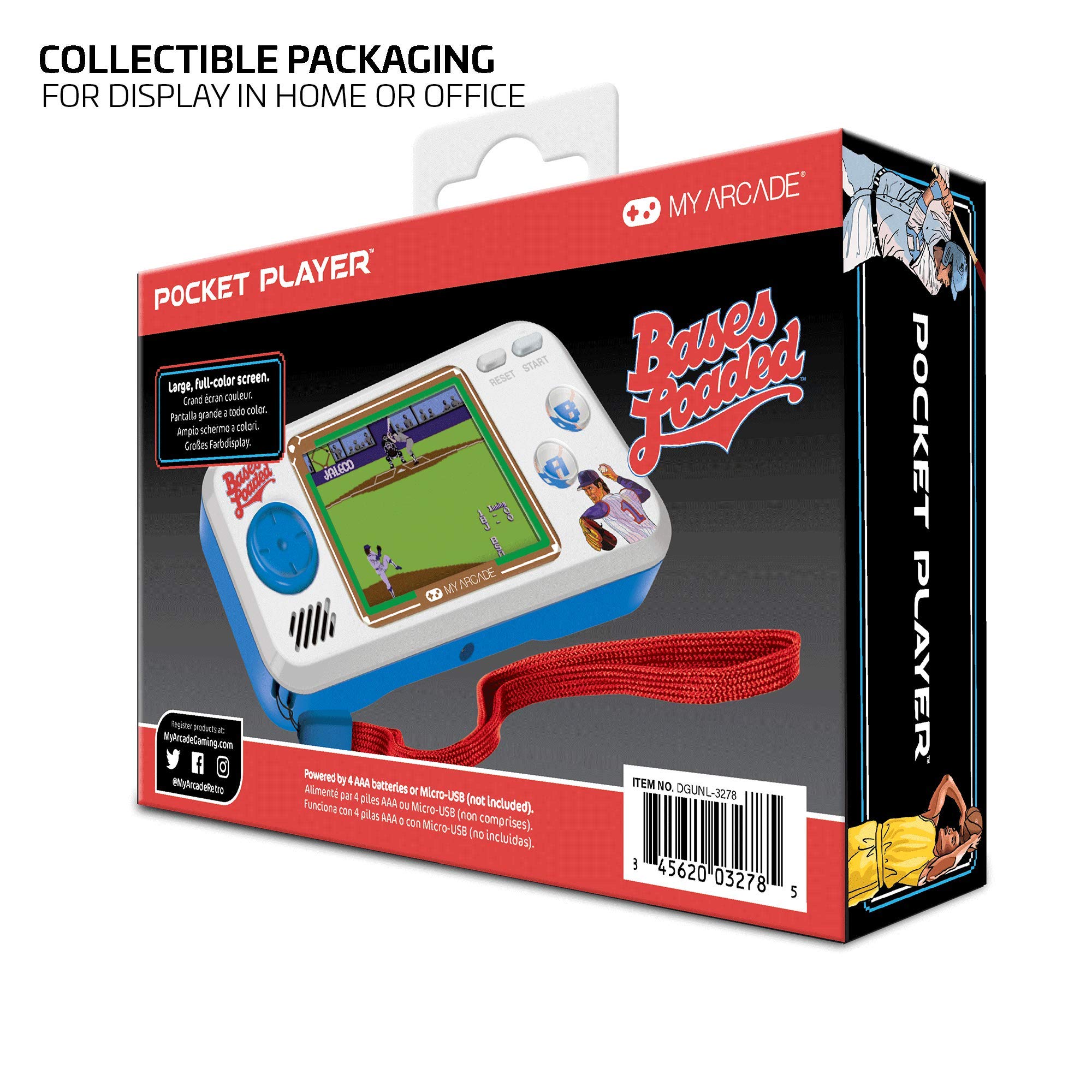My Arcade Bases Loaded Pocket Player - Collectible Handheld Game Console with 7 Games (DGUNL-3278)