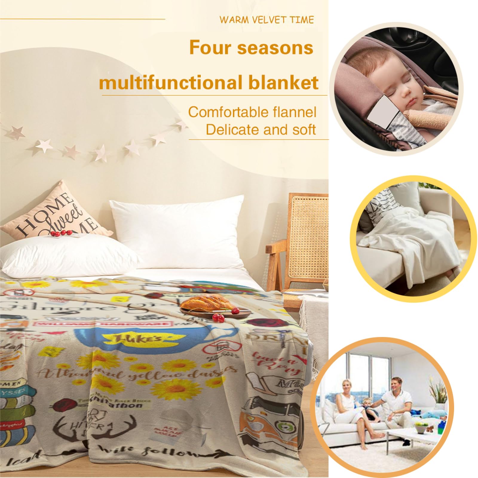 Gilmore Girls Throw Blanket Flannel Blanket Ultra-Soft Fleece Throw Blanket Suitable for All Seasons Couch Bed Living Room 60x50 Inch