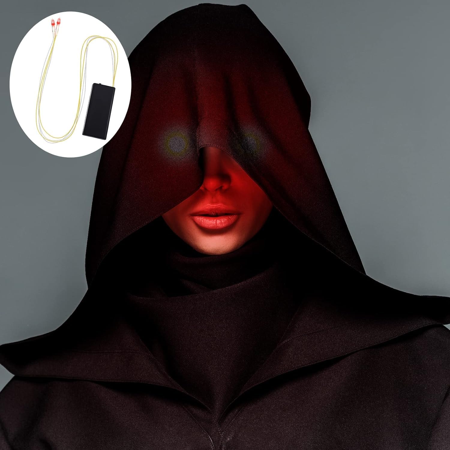 Breyoueze 4 Pcs Halloween LED Red Glowing Laser Eyes for Mask Light Eyes,Paired with Battery Box to Install Batteries, Excluding Batteries (red)