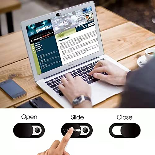 FadyDail Laptop Camera Cover Slide 8Pcs, Ultra Thin Webcam Cover Computer Camera Cover Slide Camera Blocker Camera Privacy Slider Phone Camera Cover for iPhone iPad MacBook (Black)
