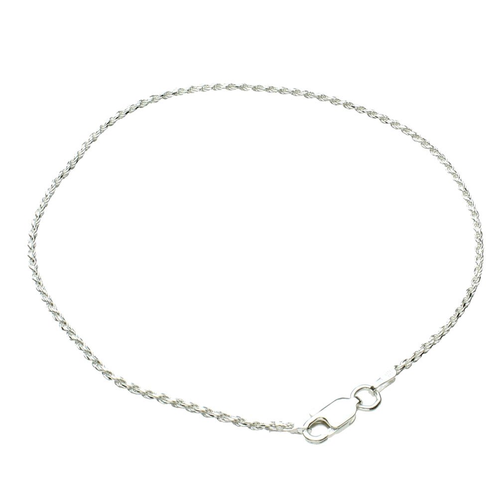 Bracelets, Anklets by Joyful Creations Sterling Silver 1.5mm Diamond-Cut Rope Nickel Free Chain Anklet Italy, 10"