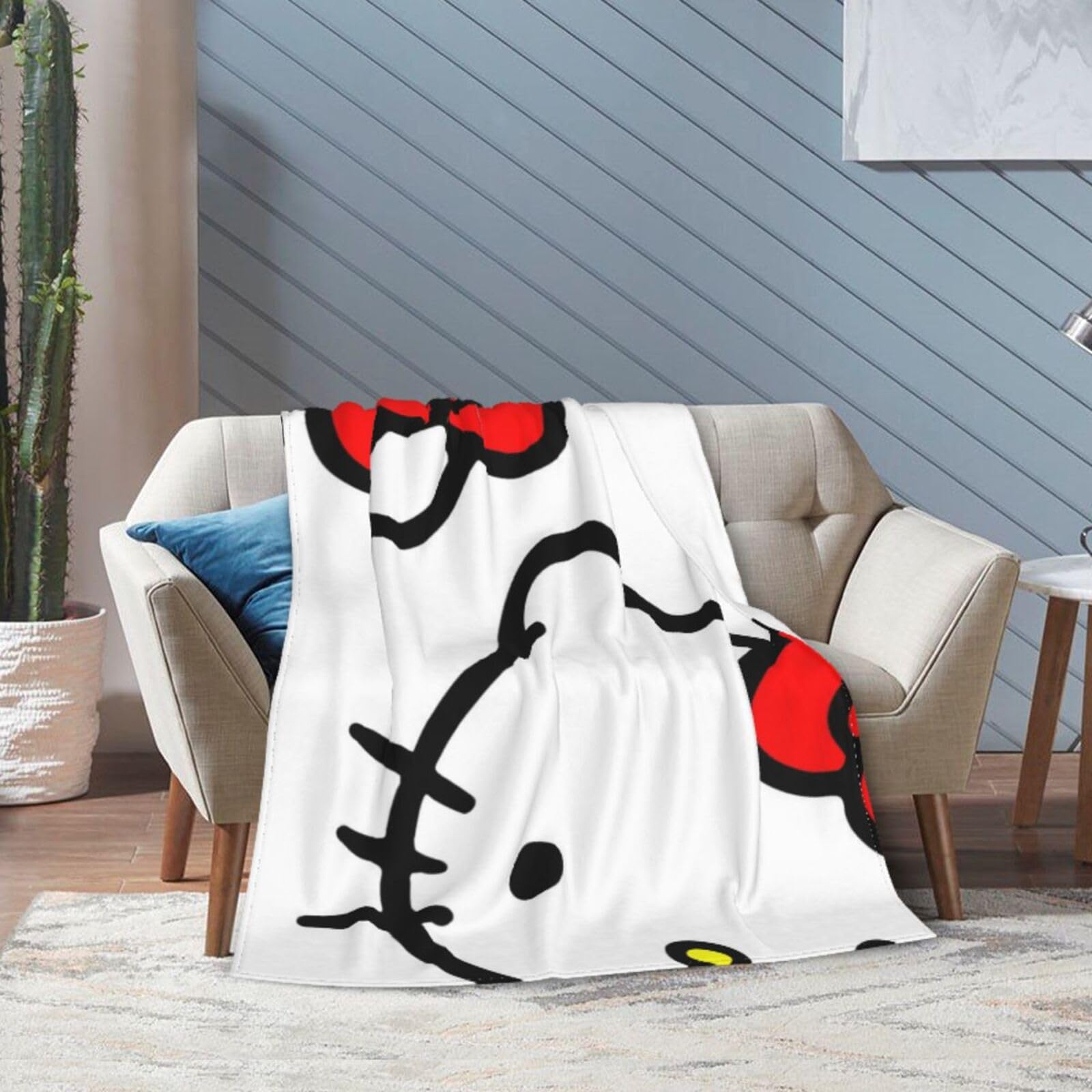 Cartoon Cute Cat Pattern Blanket Soft Cozy Portable Fuzzy Throw Blankets for Sofa Bed 50"X40"
