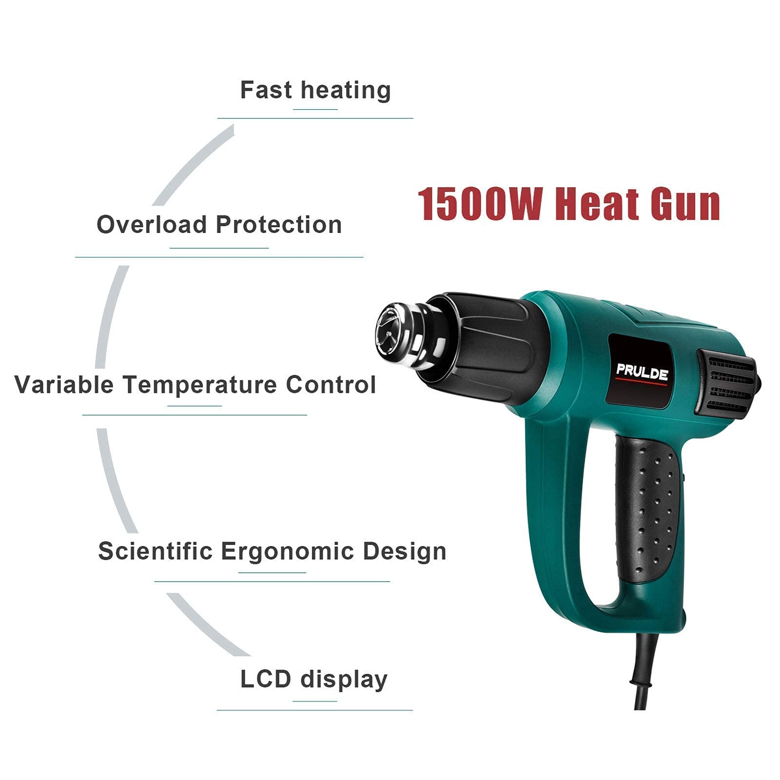 Electric Brad Nailer(1/4'' Narrow Crown Staples 400pcs and Nails 100pcs Included) and Variable Temperature Heat Gun with LCD Digital Display and 6 Nozzles Attachments