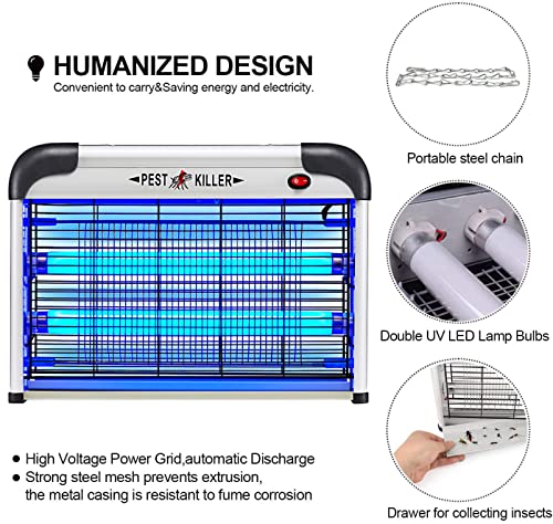 Electric Bug Zapper/Pest Repeller Control-Strongest Indoor 2800 Volt UV Lamp Flying Fly Insect Killer Files Killer Repellent Traps Eliminator Catcher Lure Zap Kills Mosquito