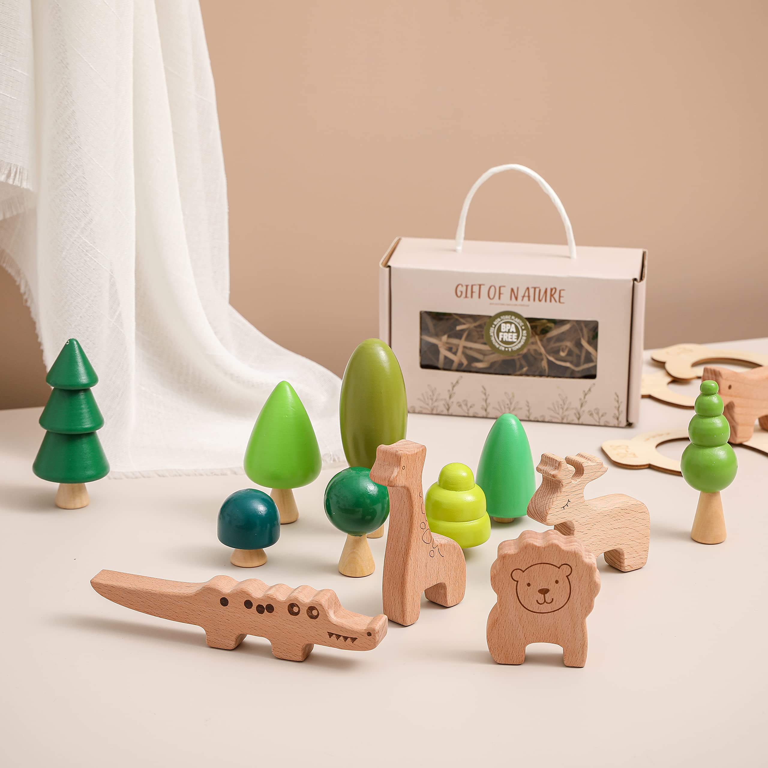 Youuys Wooden Craft Forest Trees Toys, 8 Pcs Finished Scene Mini Tree Kit Craft Set - Cake Topper - for Early Educational Preschool Classroom Project Montessori Toys