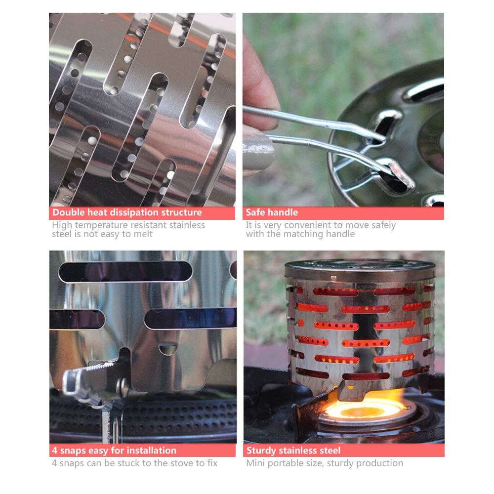 Camping Mini Heater, VSANSTAR Portable Stainless Steel Camping stove Tent Heating Cover for Outdoor Backpacking Hiking Traveling BBQ.