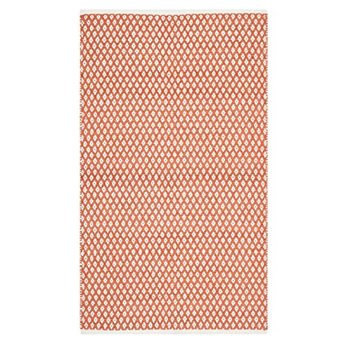SAFAVIEH Boston Collection 6' x 9' Orange BOS685C Handmade Flatweave Cotton Area Rug