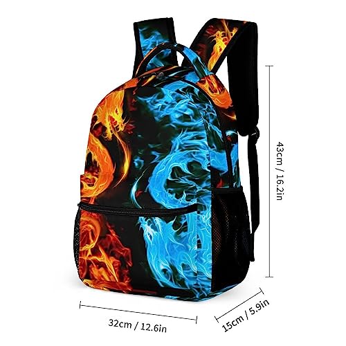 Ice & Fire Dragon Backpack, Stylish Laptop Bag Durable Dragon Daypack with Multiple Pockets, Classic Shoulders Backpack(Ice & Fire Dragon)