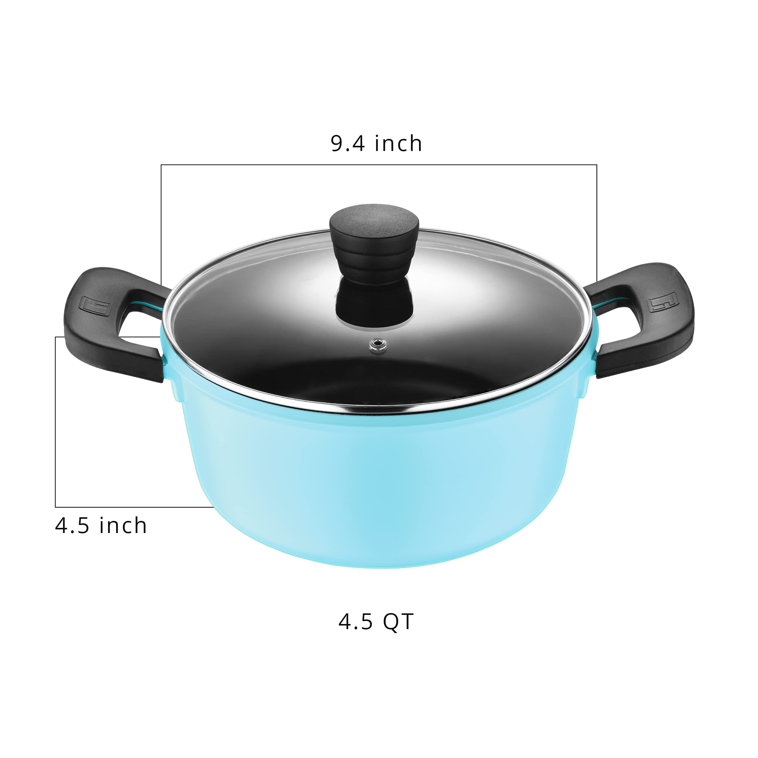 Bergner - Retro Cookware - Pots and Pans Set Nonstick - Induction Cookware Suitable for all Stove Types - Dishwasher Safe - 4.5 Quart Covered Dutch Oven - Grey