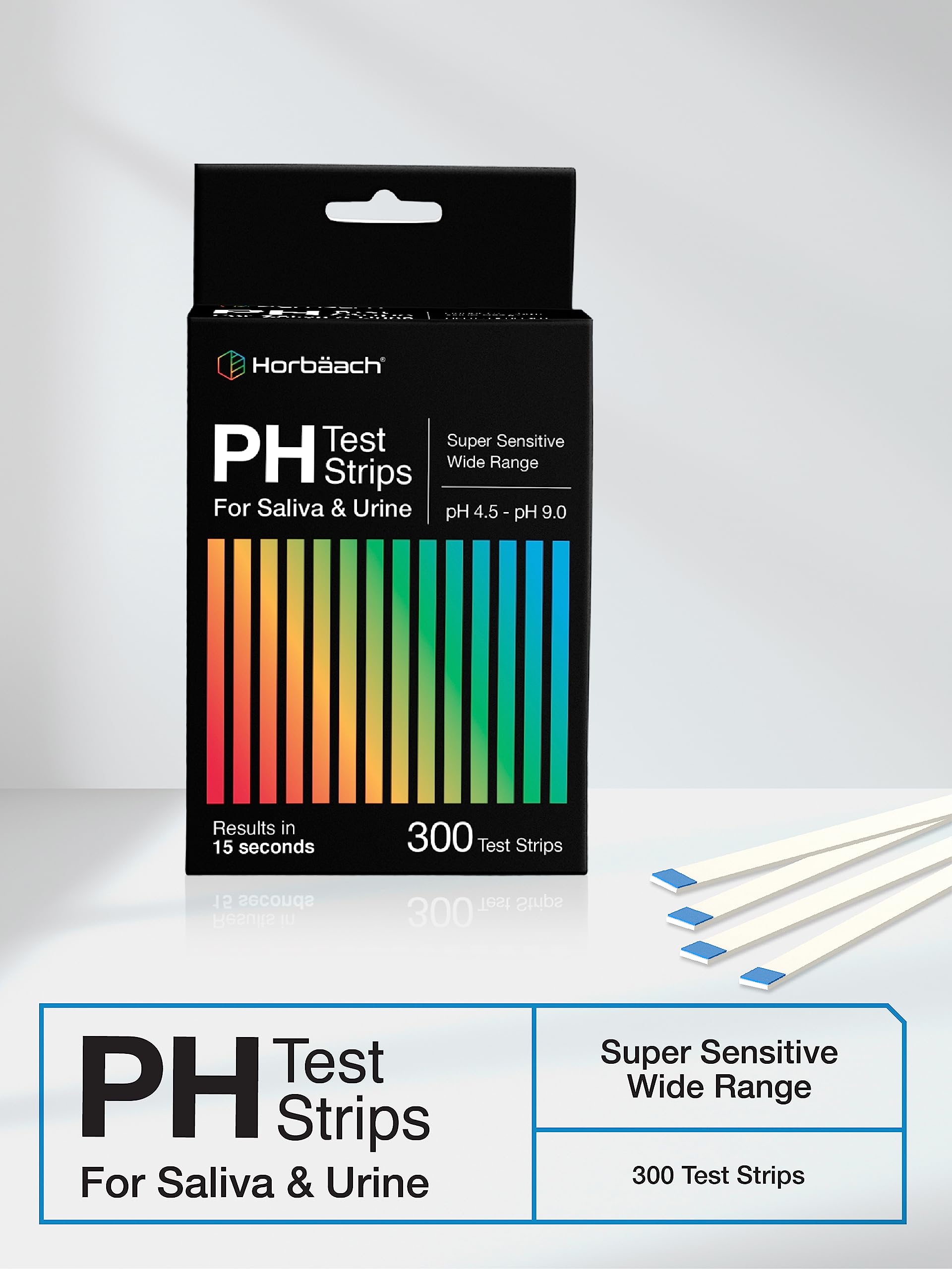 Horbäach PH Test Strips for Urine and Saliva Testing | for Women and Men | 300 Count