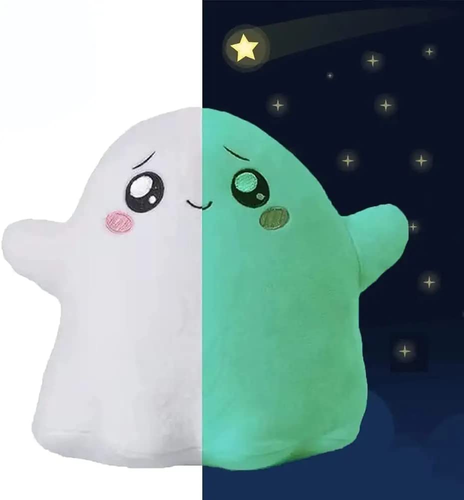 DHGMV Luminous Ghosty Plush Glow in The Dark Ghost, Fluorescent Plush Toy, Foxy and Boxy Plush Gifts for Kids(Ghosty)