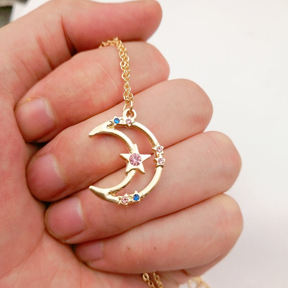 MYANAIL Nine Planets Pendant Necklace Sailor Moon Guardian Star Clavicle Necklace, Astronomy Enthusiast Gift Jewelry (Moon)