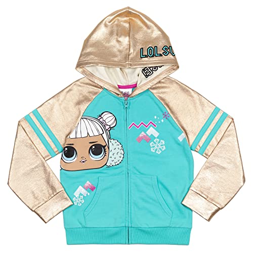 L.O.L. Surprise! Snow Angel Big Girls French Terry Zip-Up Hoodie Blue/Gold 18-20