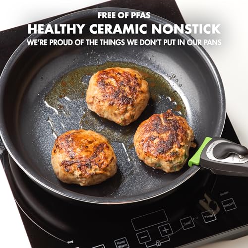 GreenPan Clip Series 10" Frying Pan Skillet with Detachable Handle, Aluminum, Healthy Ceramic Nonstick Coating, Induction, Dishwasher Safe, PFAS-Free, Black