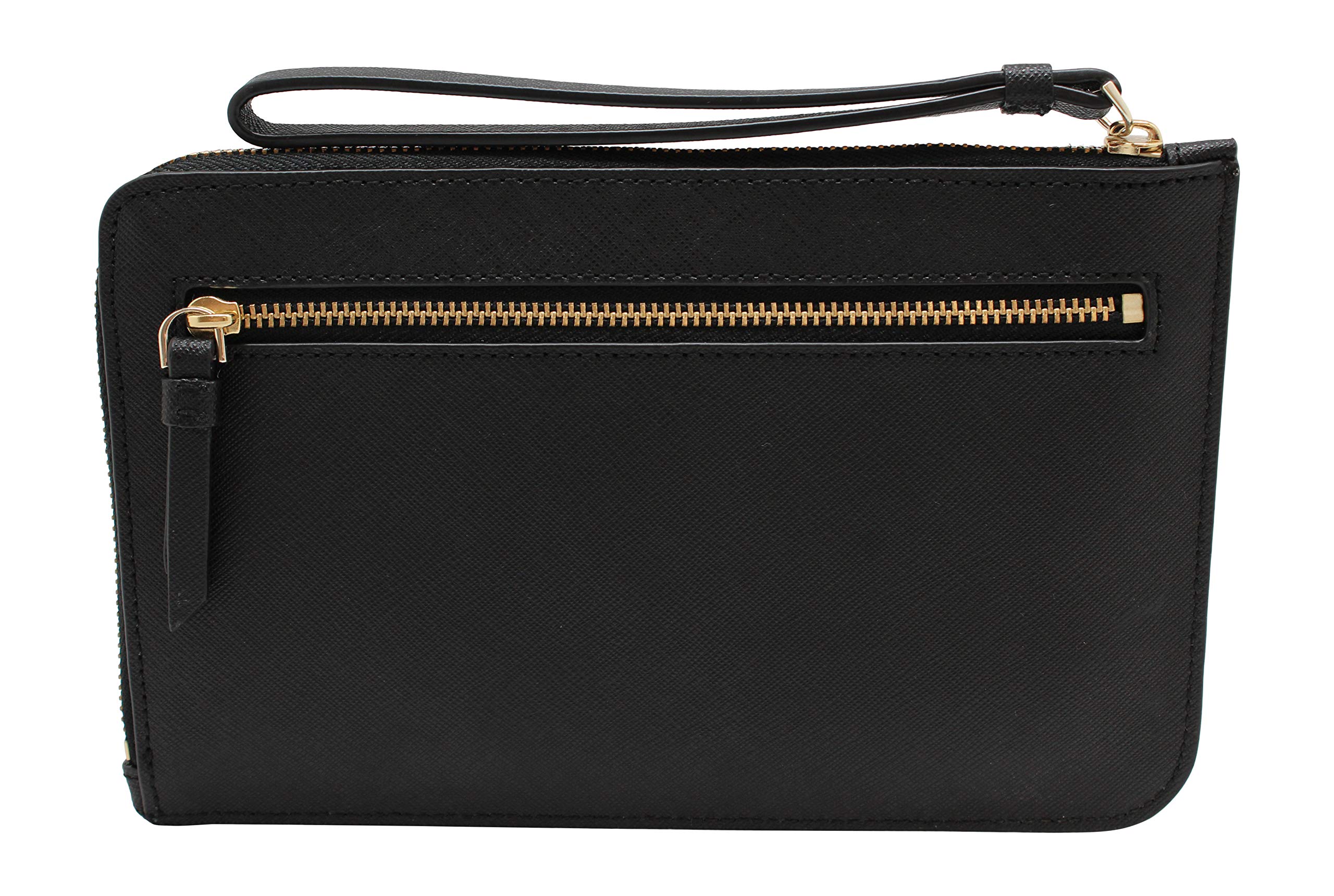 Kate Spade New York Cameron Medium L-Zip Leather Wristlet Pouch Wallet Black