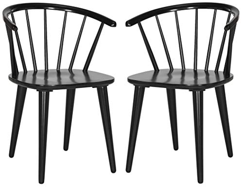 Safavieh Home Collection Blanchard Black Curved Spindle Side Chair, Wood, (Set of 2)