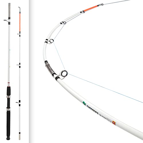 Berkley 8’ Big Game Spinning Rod, Two Piece Surf Rod, 12-30lb Line Rating, Medium Heavy Rod Power, Moderate Fast Action, 1-4 oz. Lure Rating
