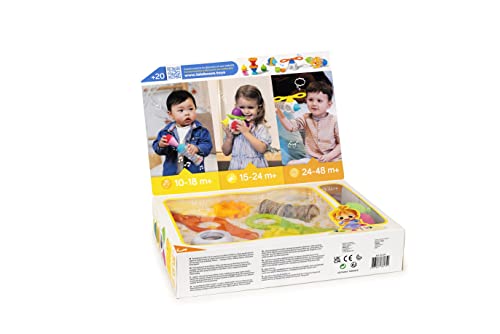 Lalaboom My First Step-by-Step Developmental Sensory 21 Piece Bead Activity Set – Pop, Twist, Mix, Stack, Spin, and Lace — STEM Focus – Dishwasher Safe - Ages 10 Months - BL600,Multicolored
