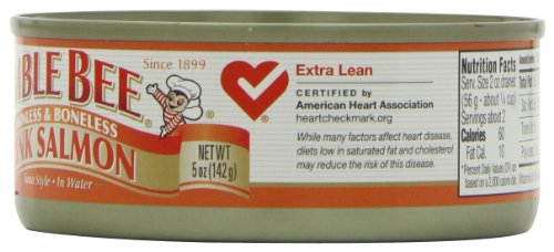 Bumble Bee Foods Wild Pink Salmon Skinless Boneless, 5-Ounce Cans (Pack of 24)