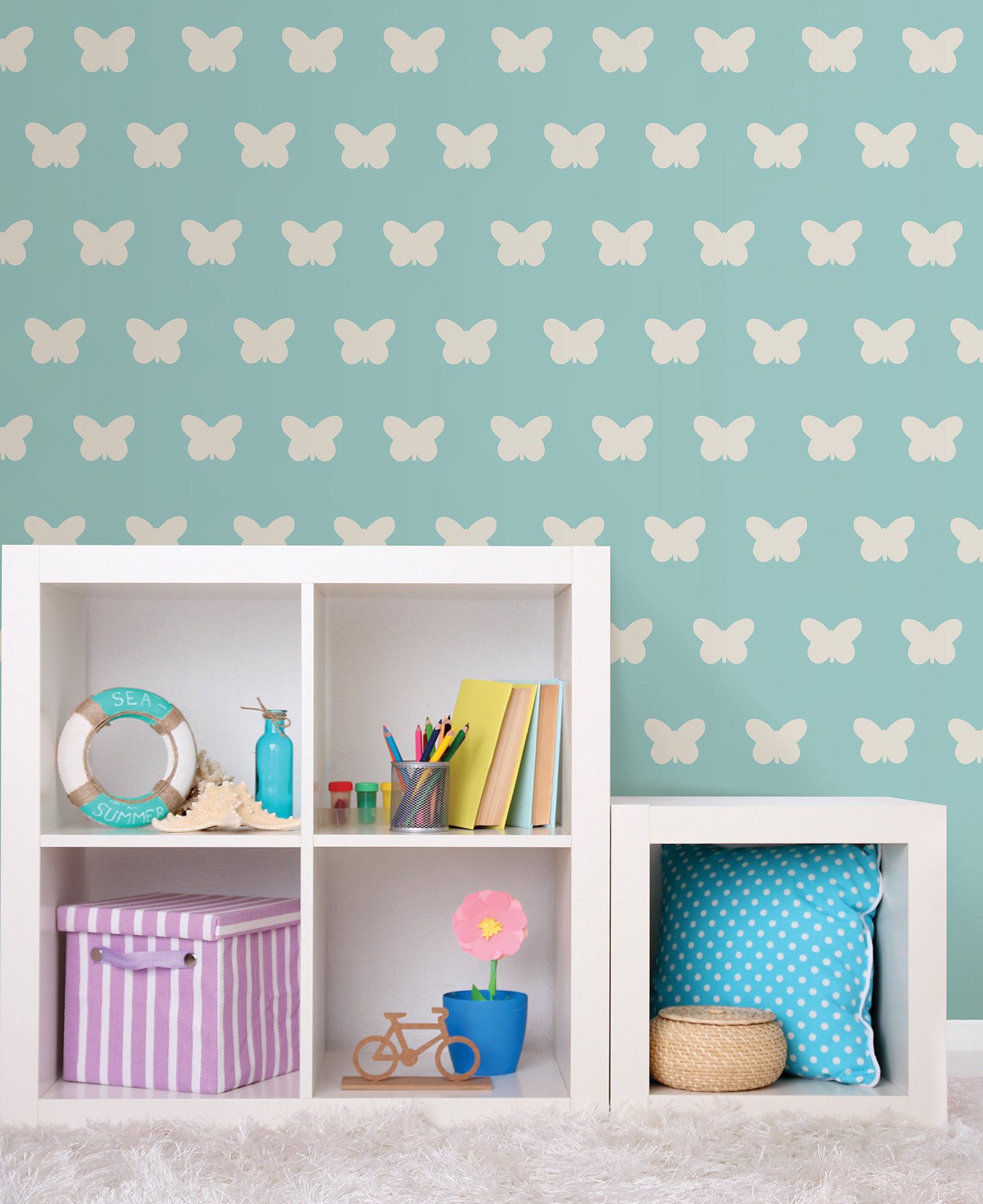 Brewster Home Fashions Wall Pops DWPK1854 Cream Butterfly MiniPops Sticker