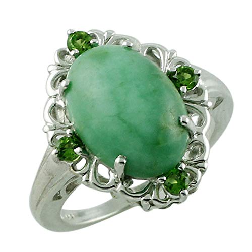 Carillon Chrysoprase Oval Shape Natural Non-Treated Gemstone 925 Sterling Silver Ring Engagement Jewelry for Women & Men
