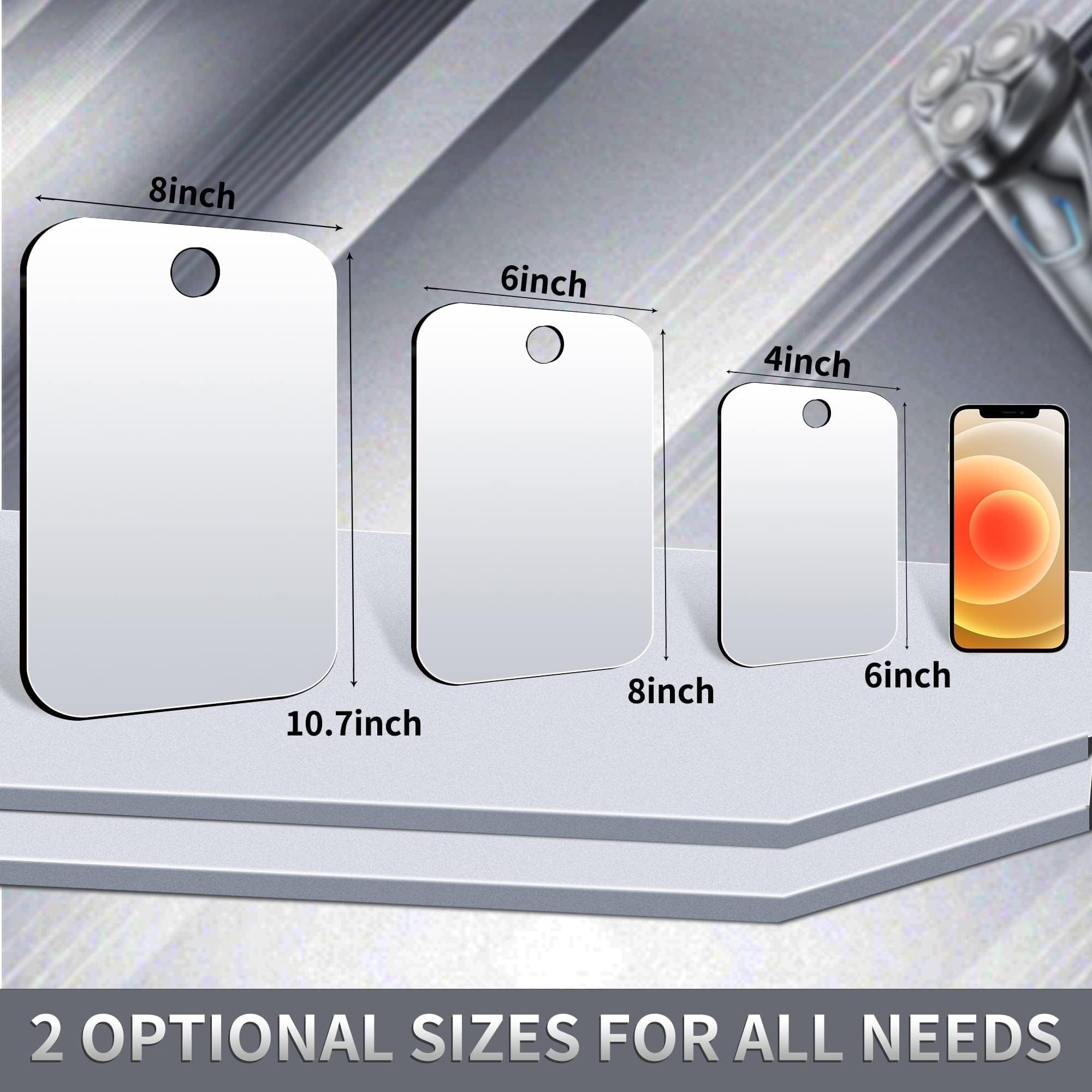 cyhqo 2 Packs Shatterproof Shower Mirror Fogless for Shaving Cheap,Medium 8 "x6 Hanging Handheld Small Mirror,Camping Trip Mirror,Cosmetic Plastic,Bathroom Wall Hanging Fog Free Handheld